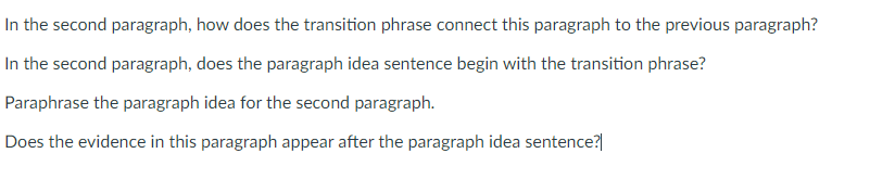 Solved In the second paragraph, how does the transition | Chegg.com