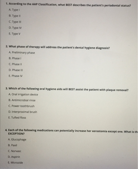 Solved 1. According to the AAP Classification, what BEST | Chegg.com