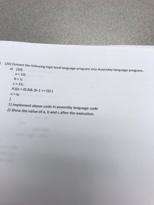 Solved . /2oj Convert the following high-level language | Chegg.com