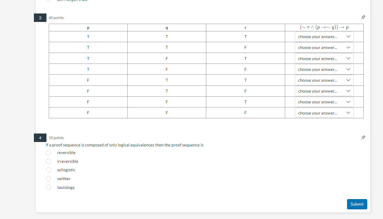 Solved 10 points If a proof sequence is composed of only | Chegg.com