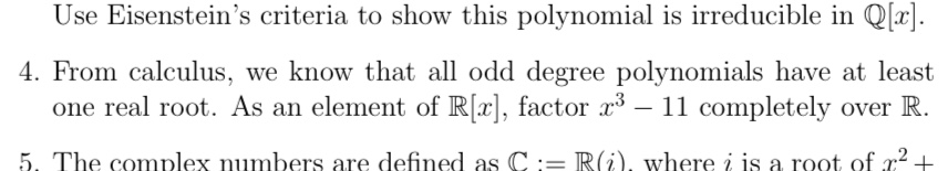 Solved Use Eisenstein's criteria to show this polynomial is | Chegg.com