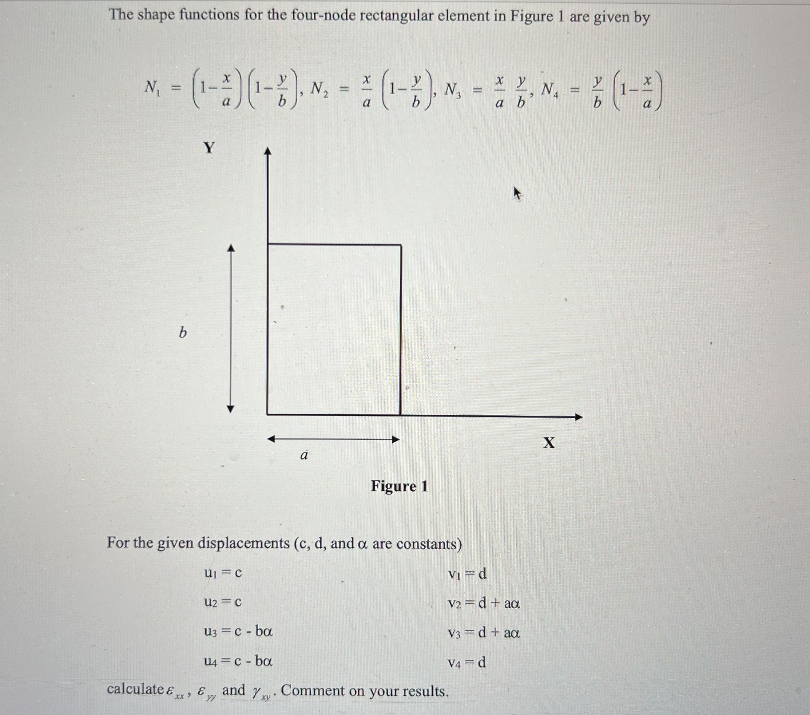 Solved The shape functions for the four-node rectangular | Chegg.com