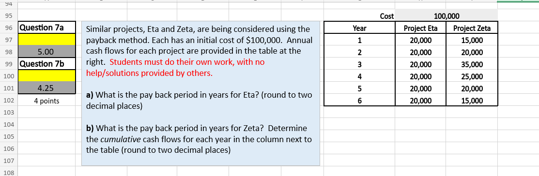 Solved Please see image attached. Use excel formula only, | Chegg.com