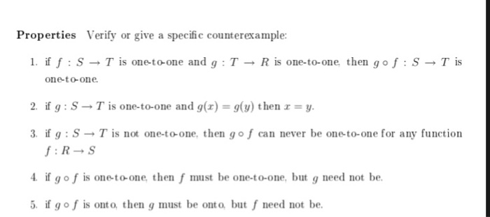 Solved Properties Verify or give a specific counterexample: | Chegg.com
