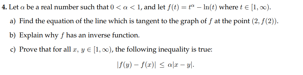 Solved 4. Let a be a real number such that 0 | Chegg.com