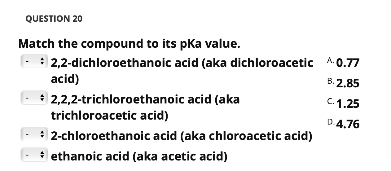 Solved QUESTION 41 Match the hydrocarbon to its pKa value. - | Chegg.com