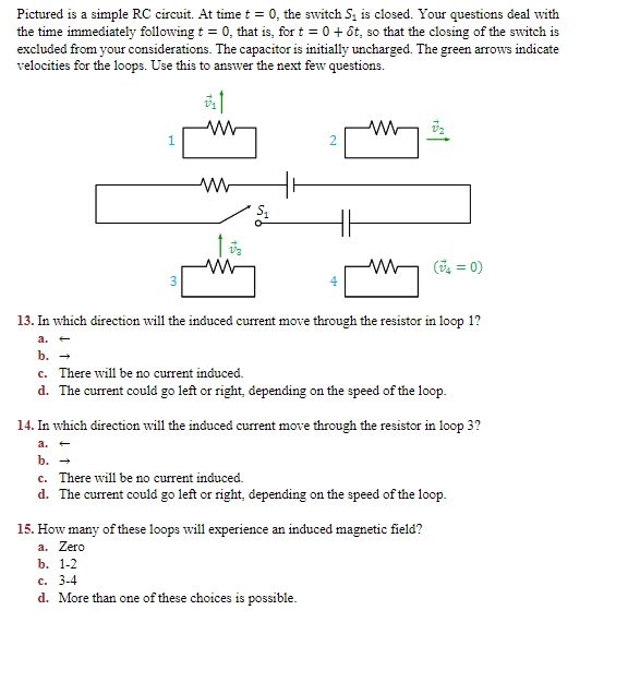 Solved Pictured is a simple RC circuit. At time t=0, the | Chegg.com