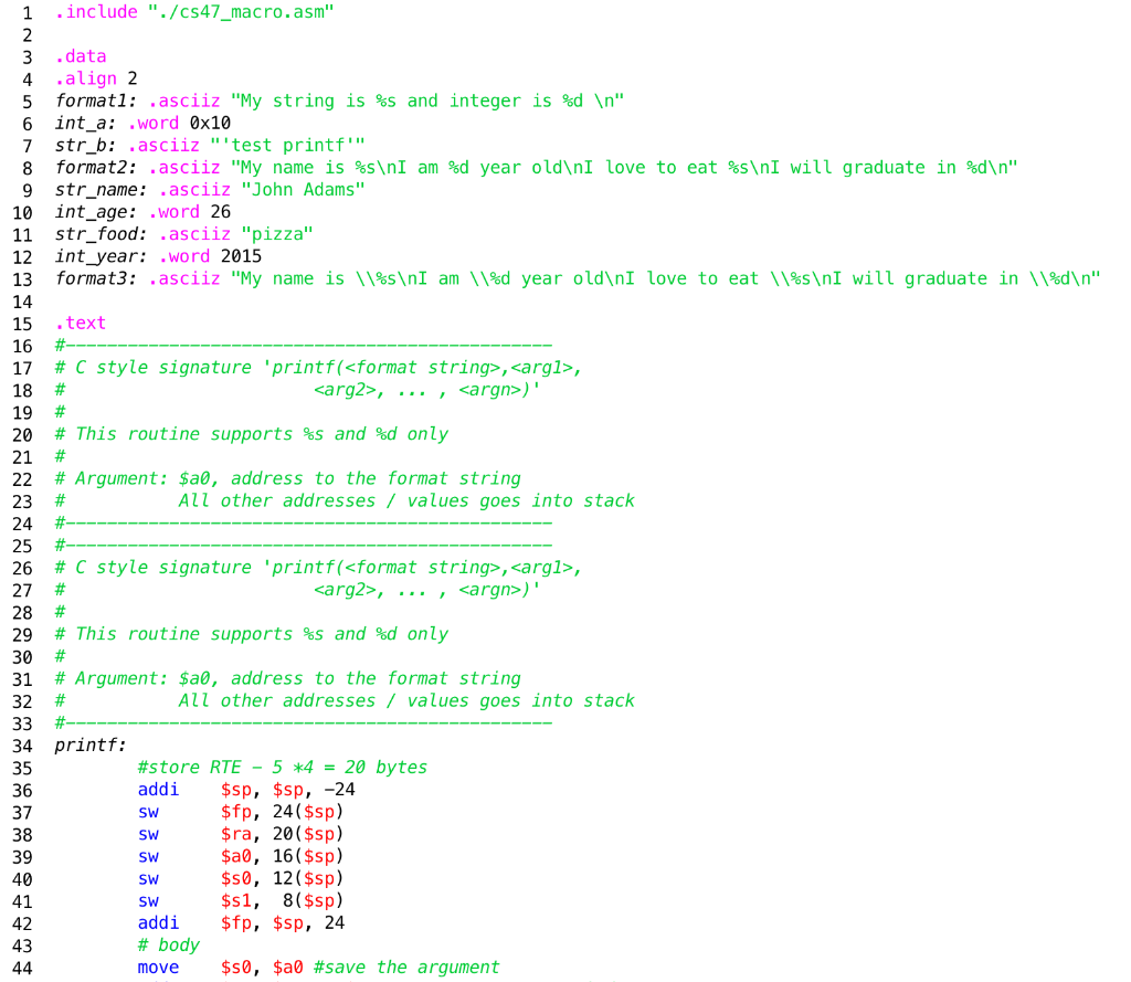 Solved [Assembly] Enhance procedure 'printf' to handle | Chegg.com