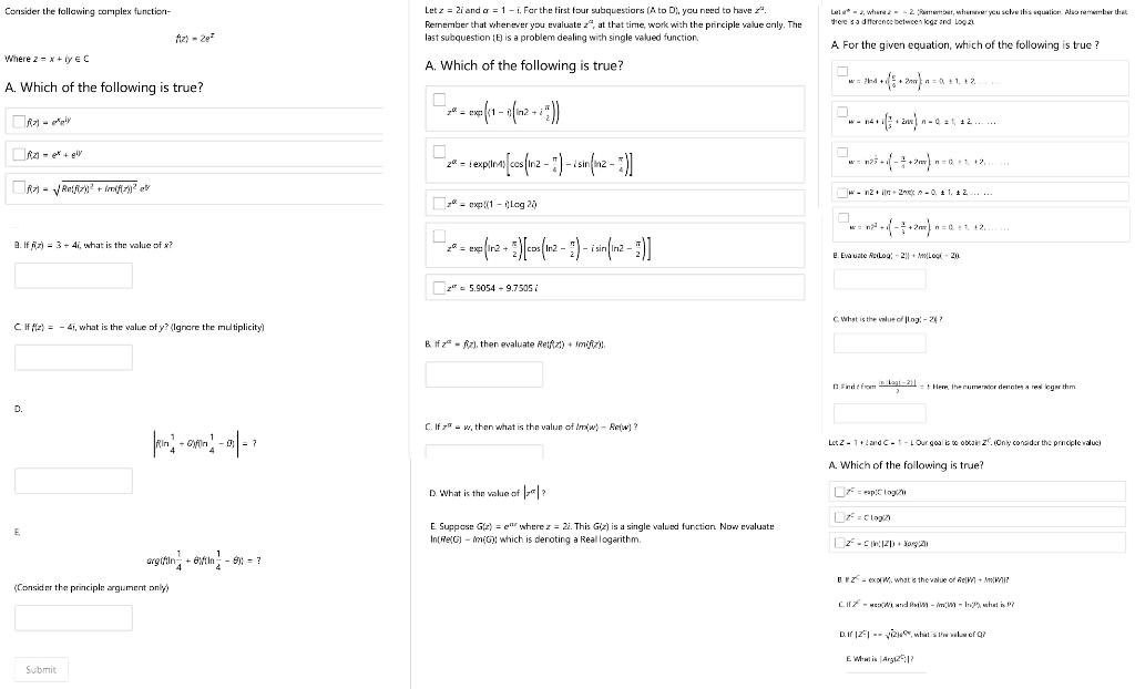 Solved Consider the following complex function Let z = 2i | Chegg.com