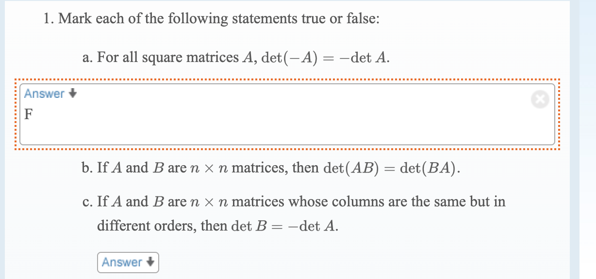 Solved 1. Mark each of the following statements true or | Chegg.com