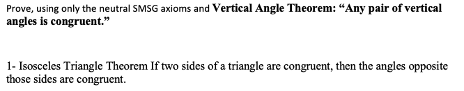 Solved Prove, using only the neutral SMSG axioms and | Chegg.com