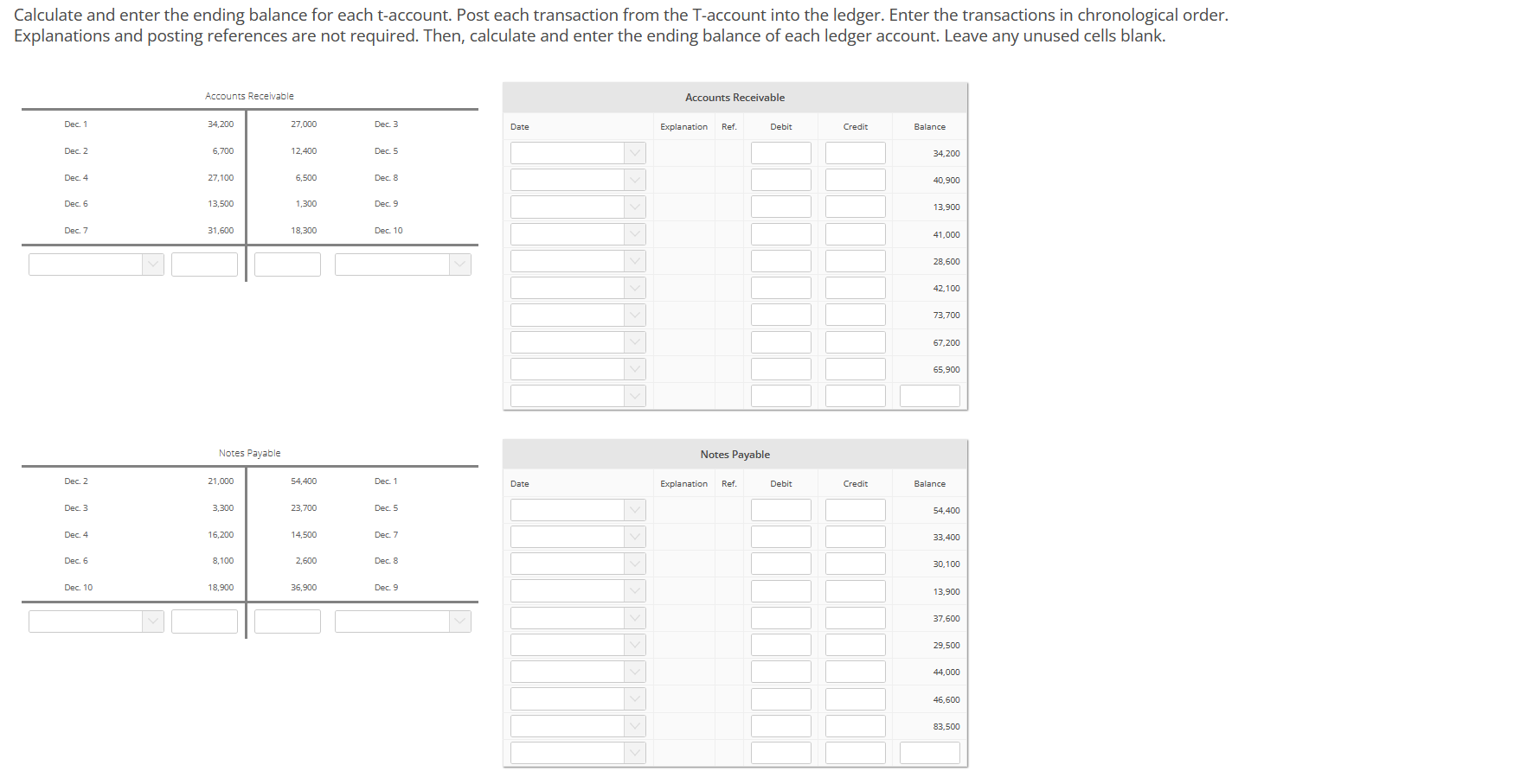 Solved Calculate and enter the ending balance for each | Chegg.com