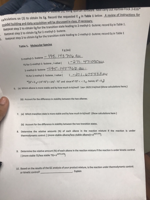 Solved ware. Next carry ou t Hartree-Fock 3-610 calculations | Chegg.com