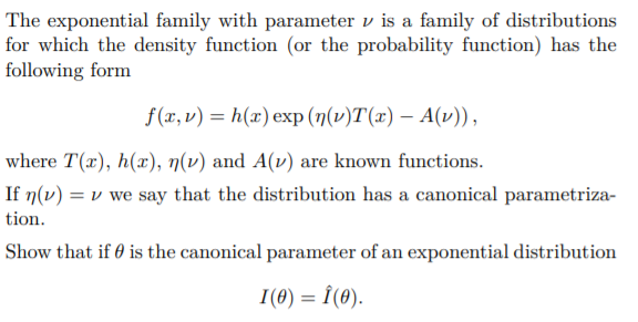 Solved The exponential family with parameter v is a family | Chegg.com