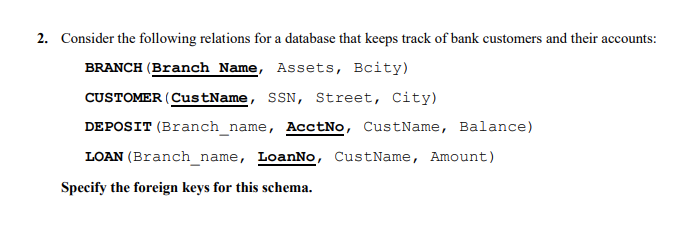 Solved 2. Consider the following relations for a database | Chegg.com