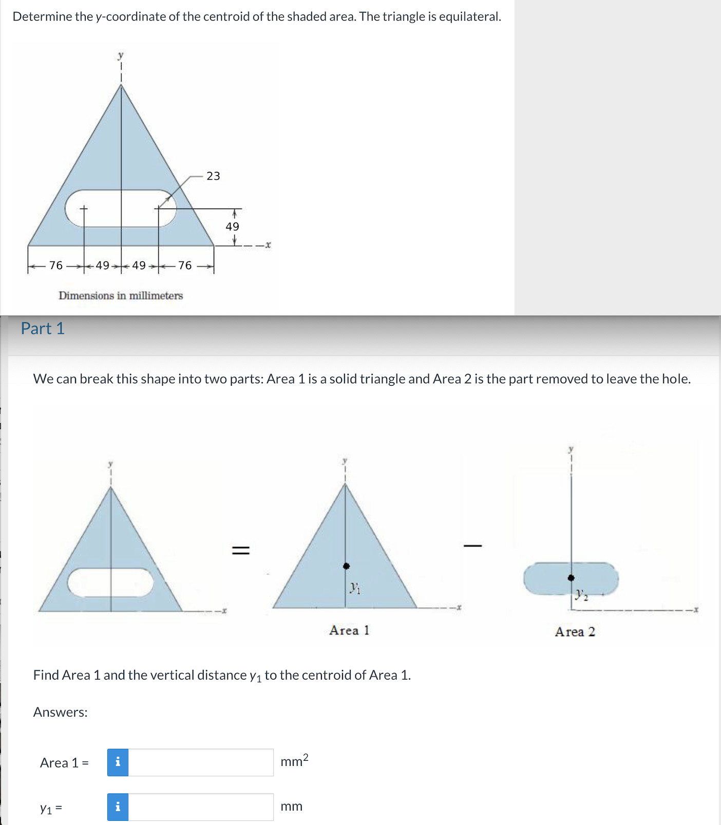 Solved Determine the y-coordinate of the centroid of the | Chegg.com