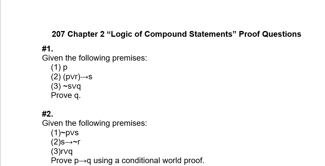 Solved 207 Chapter 2 "Logic of Compound Statements" Proof | Chegg.com