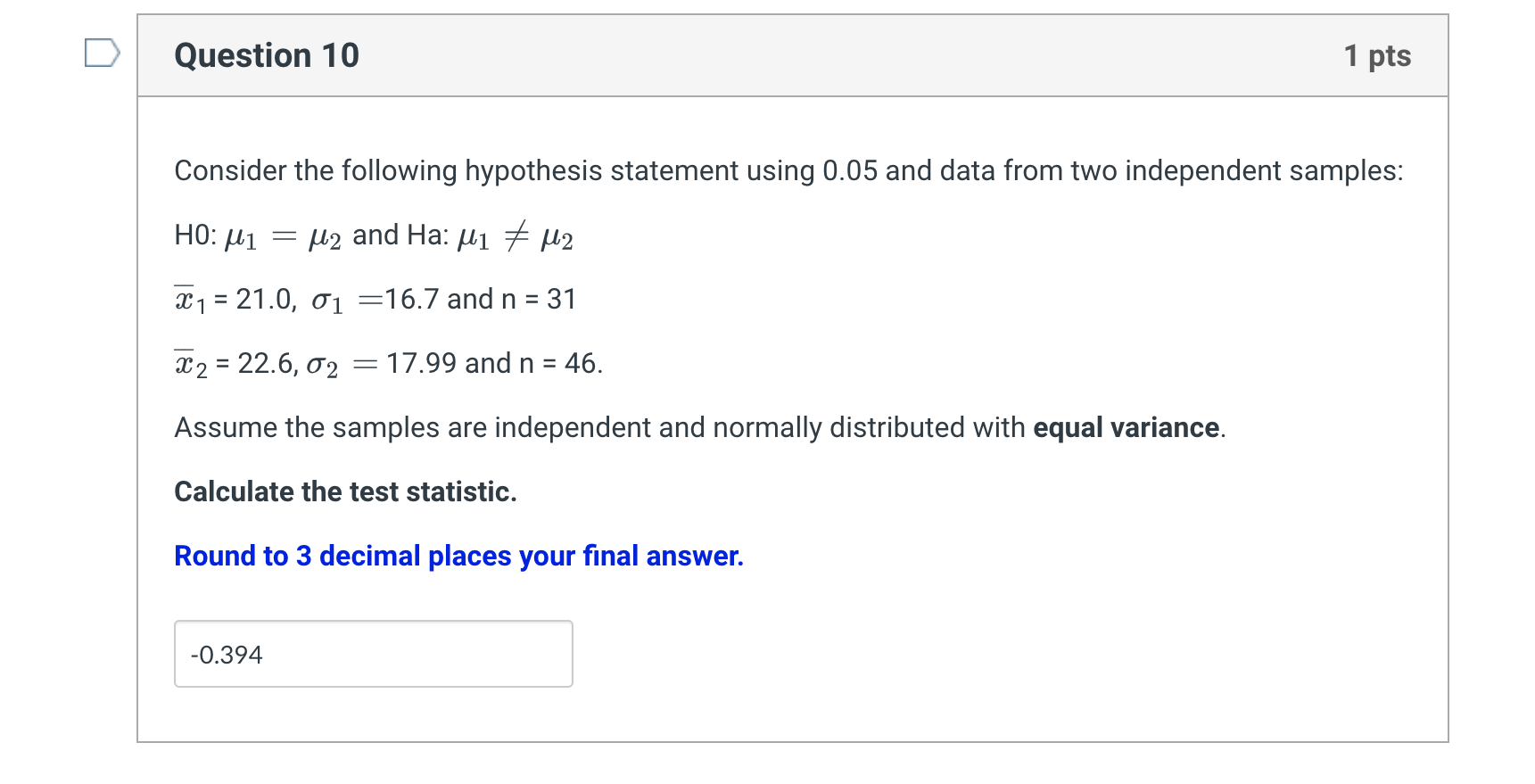 Solved Consider the following hypothesis statement using | Chegg.com