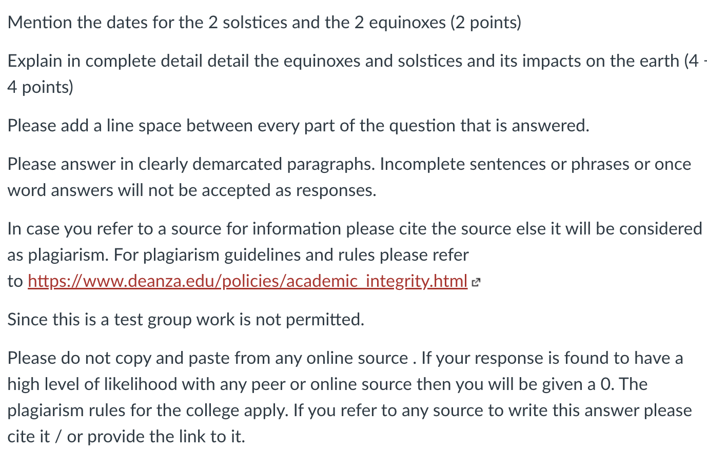 Mention the dates for the 2 solstices and the 2 | Chegg.com