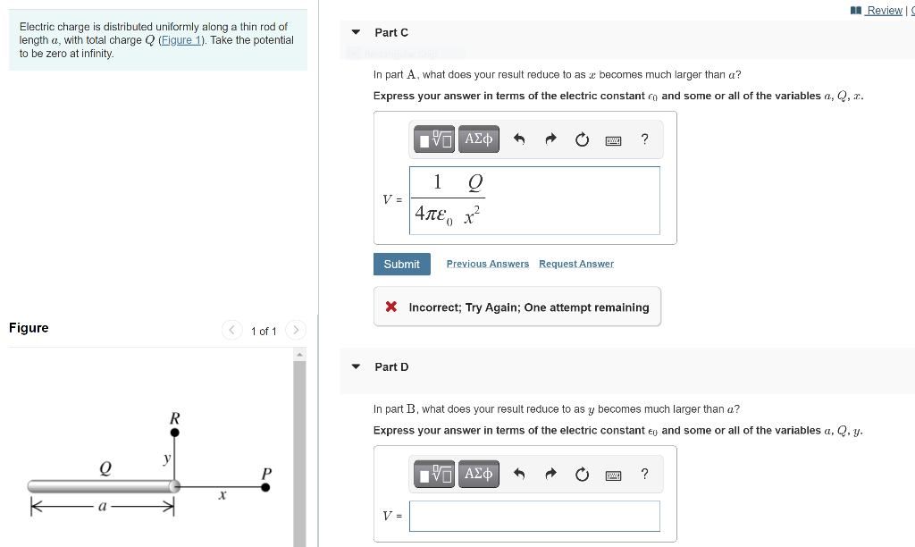 Solved A Review Constants Electric charge is distributed | Chegg.com