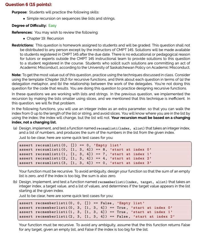 Solved Question 6 (15 points): Purpose: Students will | Chegg.com