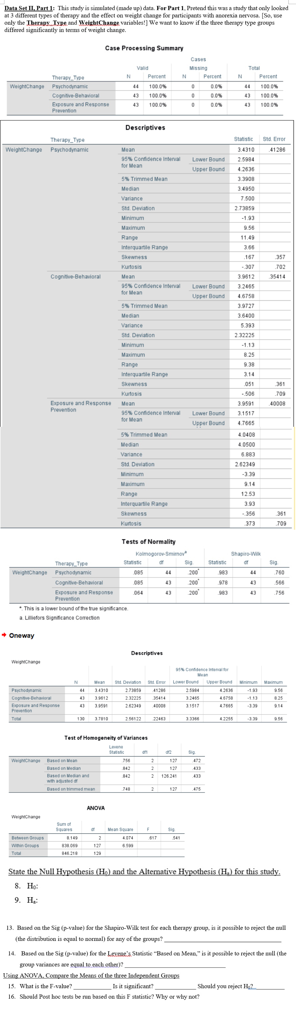 Solved Data Set II, Part 1: This study is simulated (made | Chegg.com Solved Data Set II, Part 1: This study is simulated (made | Chegg.com