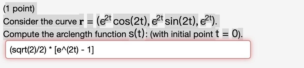 Solved (1 point) Consider the curve | Chegg.com