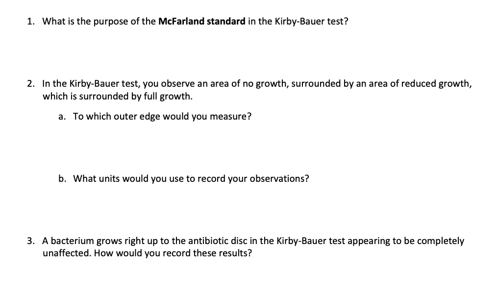 Solved 1. What is the purpose of the McFarland standard in | Chegg.com