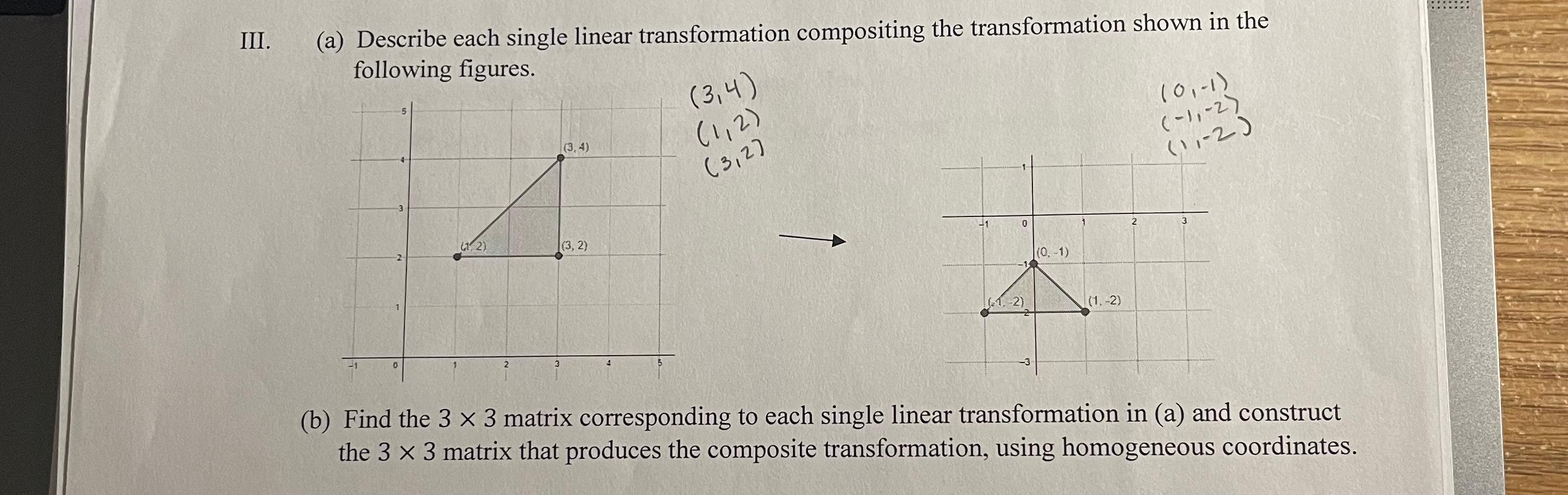 (a) Describe each single linear transformation | Chegg.com