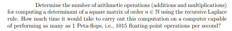 Solved Determine the number of arithmetic operations | Chegg.com