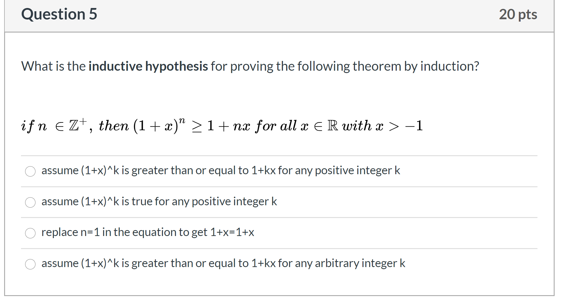 Solved Question 5 20 pts What is the inductive hypothesis | Chegg.com