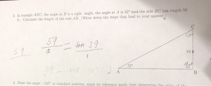 Solved 3. In triangle ABC, the angle at B is a right angle, | Chegg.com