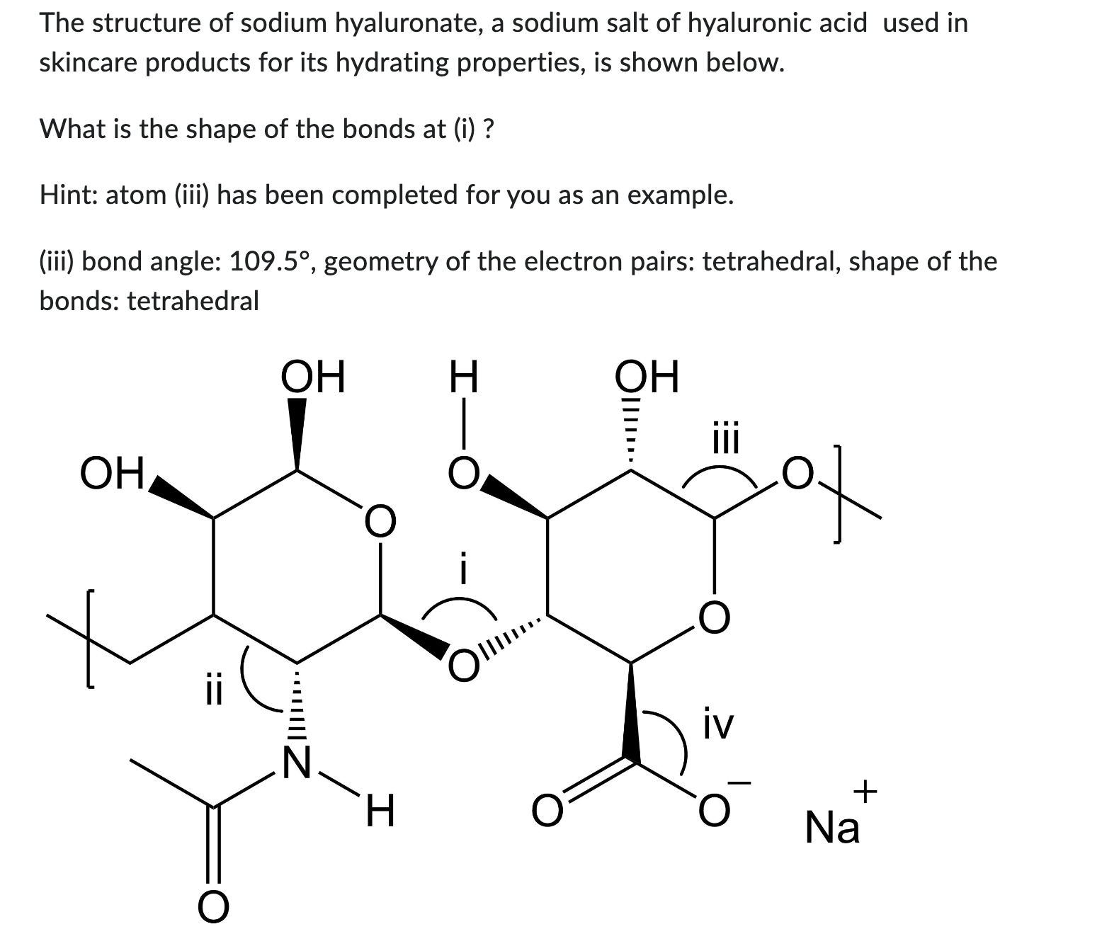 Solved The structure of sodium hyaluronate, a sodium salt of | Chegg.com