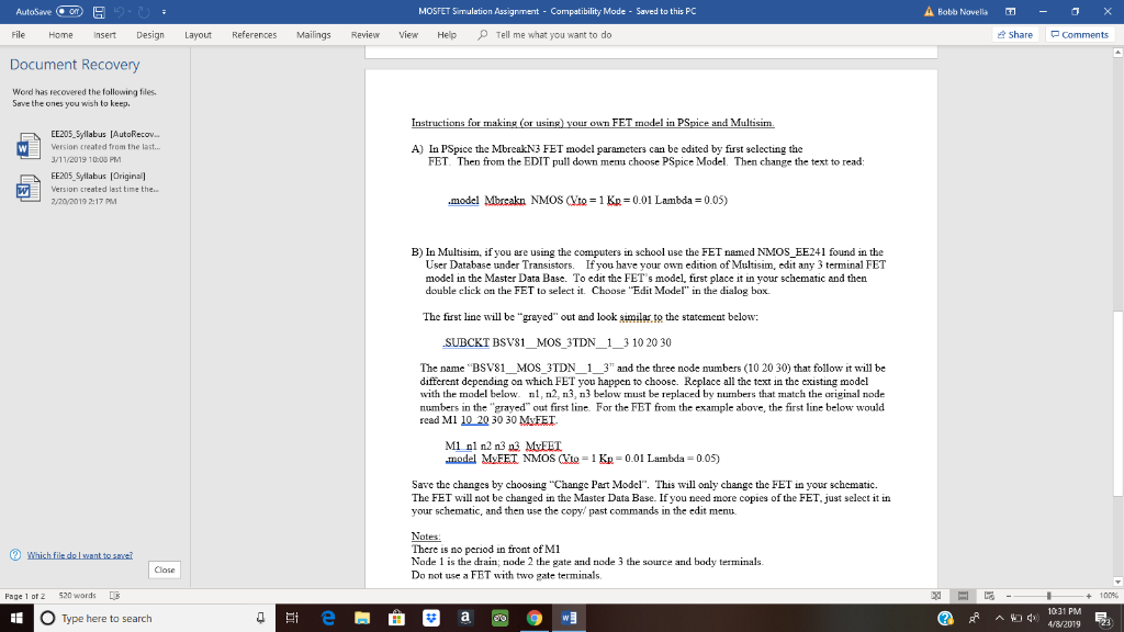 Solved MOSFET Smulation Assignment-Compatibility Mode -Saved | Chegg.com