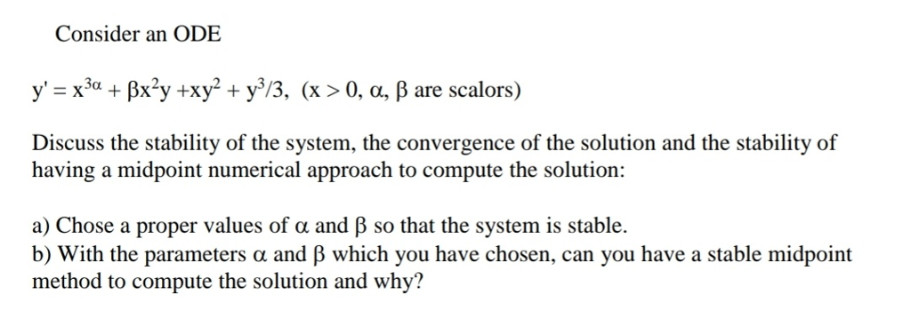 Consider an ODE Discuss the stability of the system, | Chegg.com