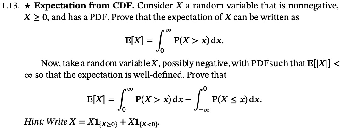 Solved 1.13. *** ﻿Expectation from CDF. ﻿Consider x ﻿a | Chegg.com