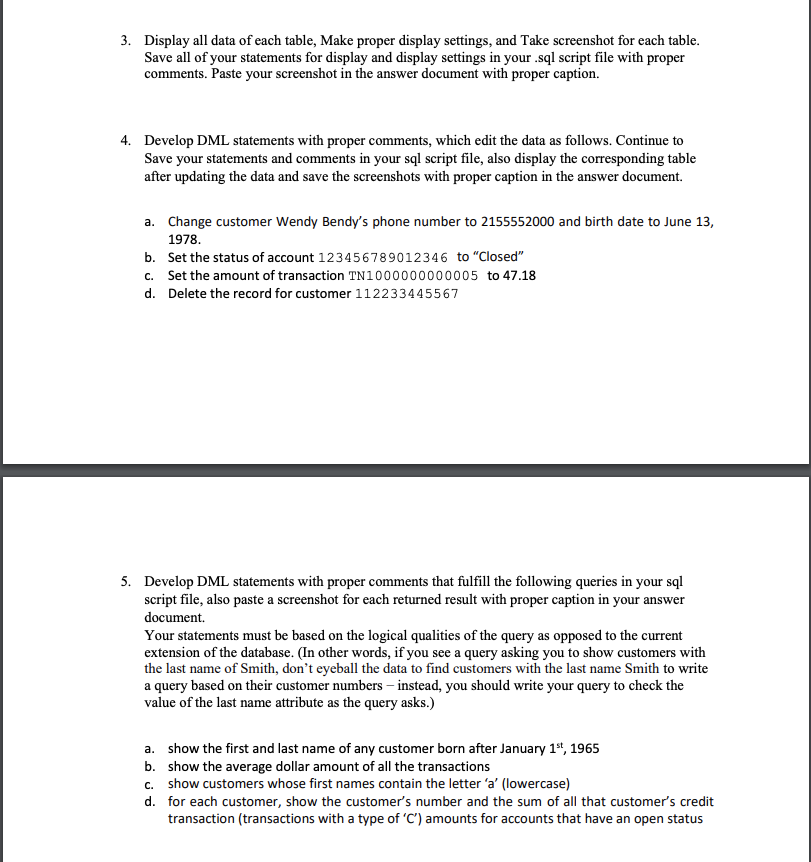 Solved SQL (DDL & DML) 1. You will first create a set of | Chegg.com