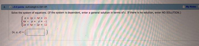 Solved 2 -2.5 points AutColAlg8 62.501.XP My Notes Solve the | Chegg.com