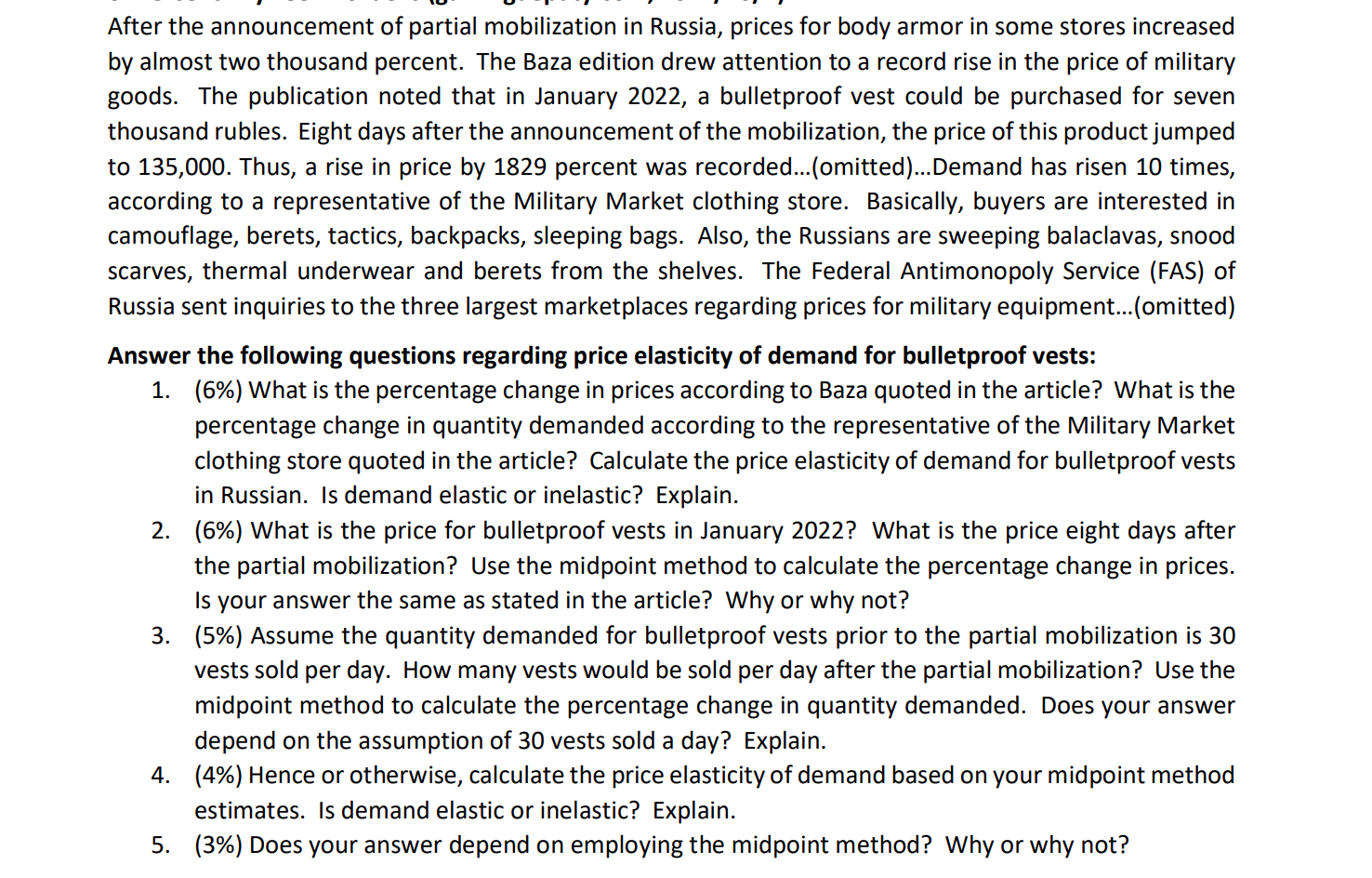 Solved After the announcement of partial mobilization in | Chegg.com