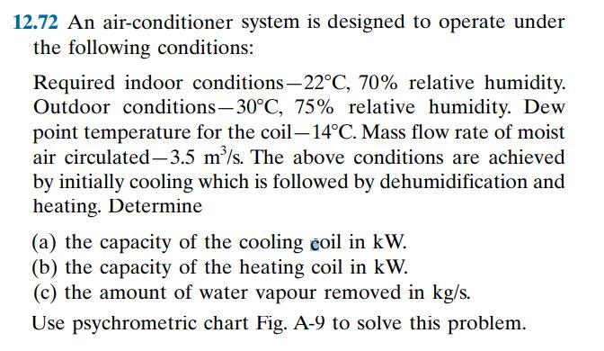 Solved 12.72 An air-conditioner system is designed to | Chegg.com