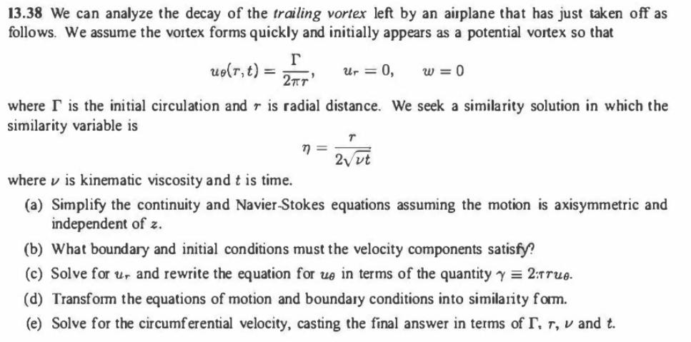 13.38 We can analyze the decay of the trailing vortex | Chegg.com