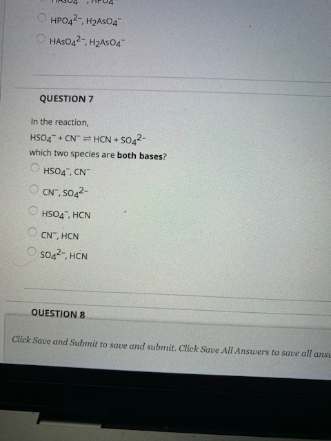 Solved HPO42-, H2ASO4 HASO42-, H2A504 QUESTION 7 In the | Chegg.com