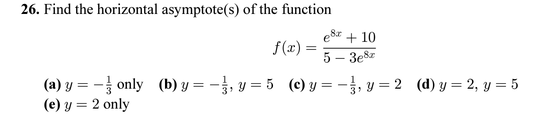 Solved 26. Find the horizontal asymptote(s) of the function | Chegg.com