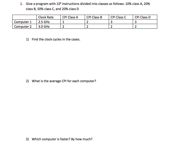 Solved Give a program with 106 instructions divided into | Chegg.com