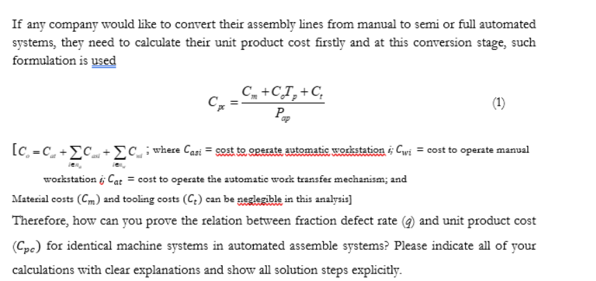 Solved If any company would like to convert their assembly | Chegg.com