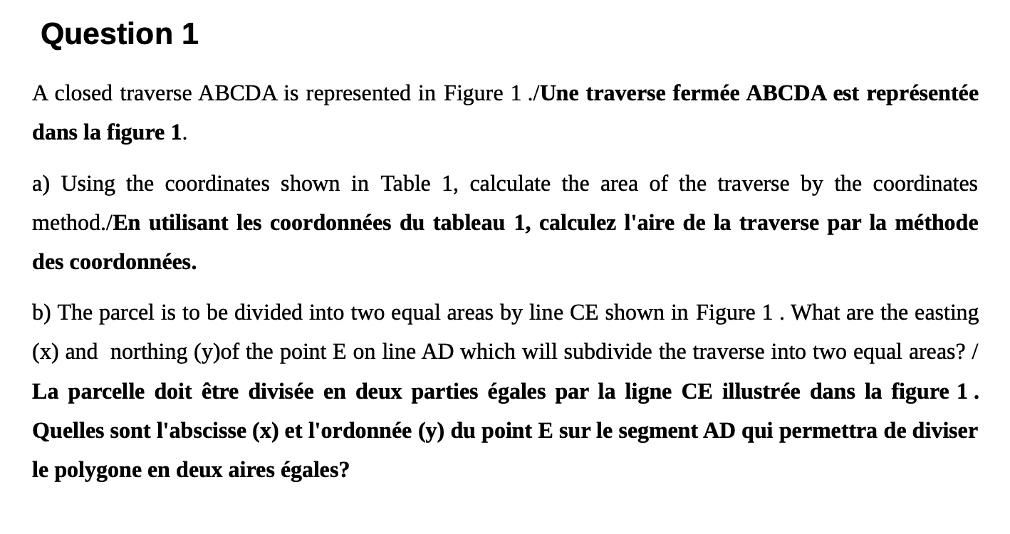 Solved Question 1 A closed traverse ABCDA is represented in | Chegg.com