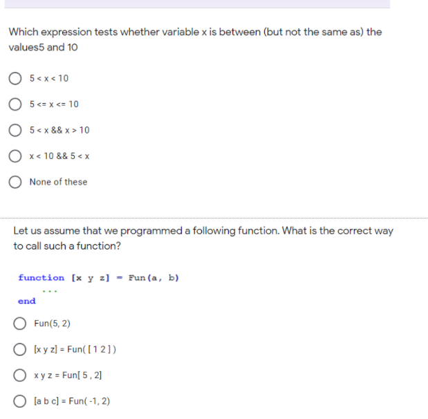 Solved Which expression tests whether variable x is between | Chegg.com