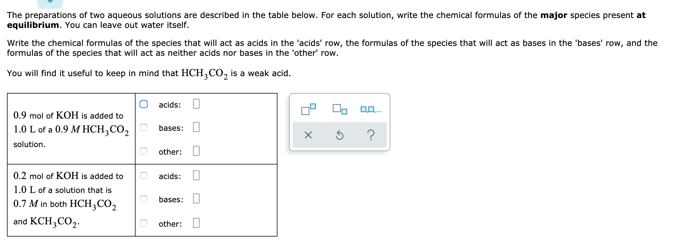 Solved The preparations of two aqueous solutions are | Chegg.com