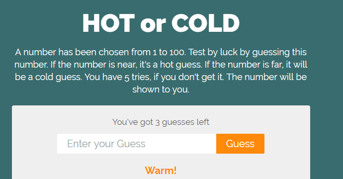 Solved (JavaScript) Create a hot or cold game, where the | Chegg.com