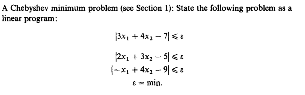 Solved A Chebyshev minimum problem (see Section 1): State | Chegg.com